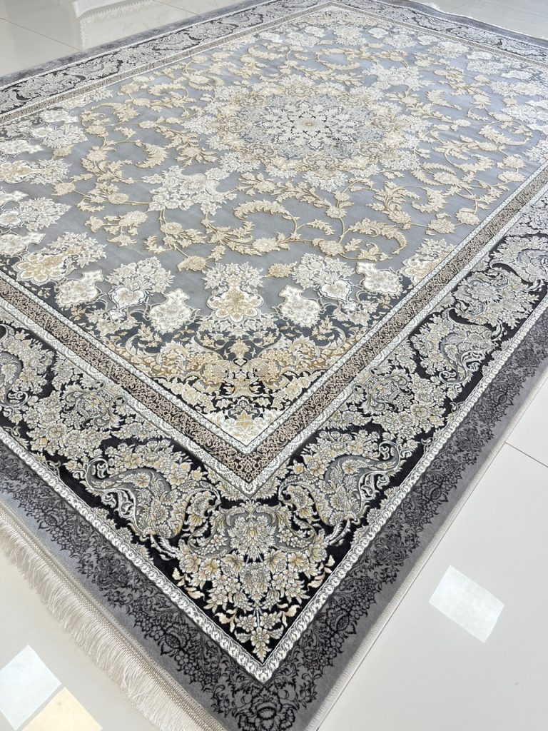 فرش 1200 شانه نقشه آیسان نقره ای | قیمت فرش 1200 شانه نقشه آیسان نقره ای